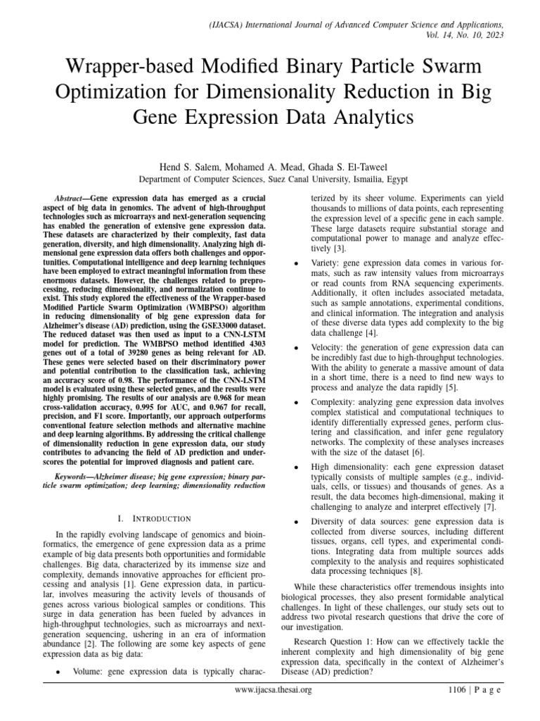 Paper 116-Wrapper Based Modified Binary Particle Swarm Optimization | PDF | Deep Learning ...