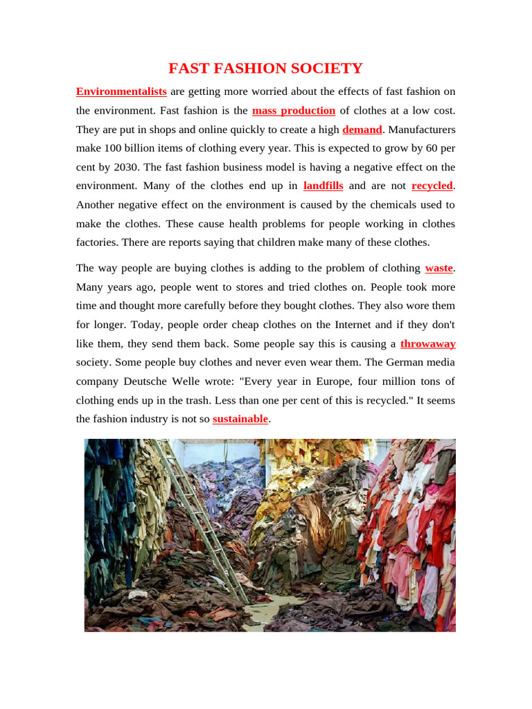 Reading Comprehension Fast Fashion 153564 | PDF