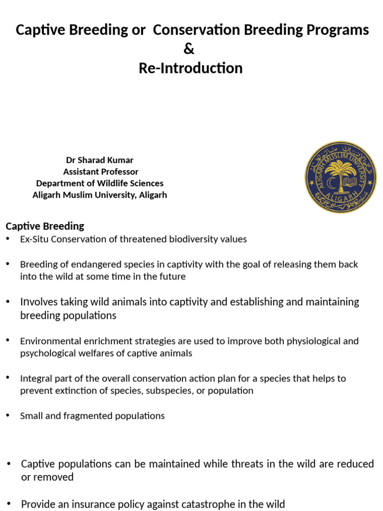 Lecture 12 Captive Breeding and Reintroduction...... | PDF | Zoo ...