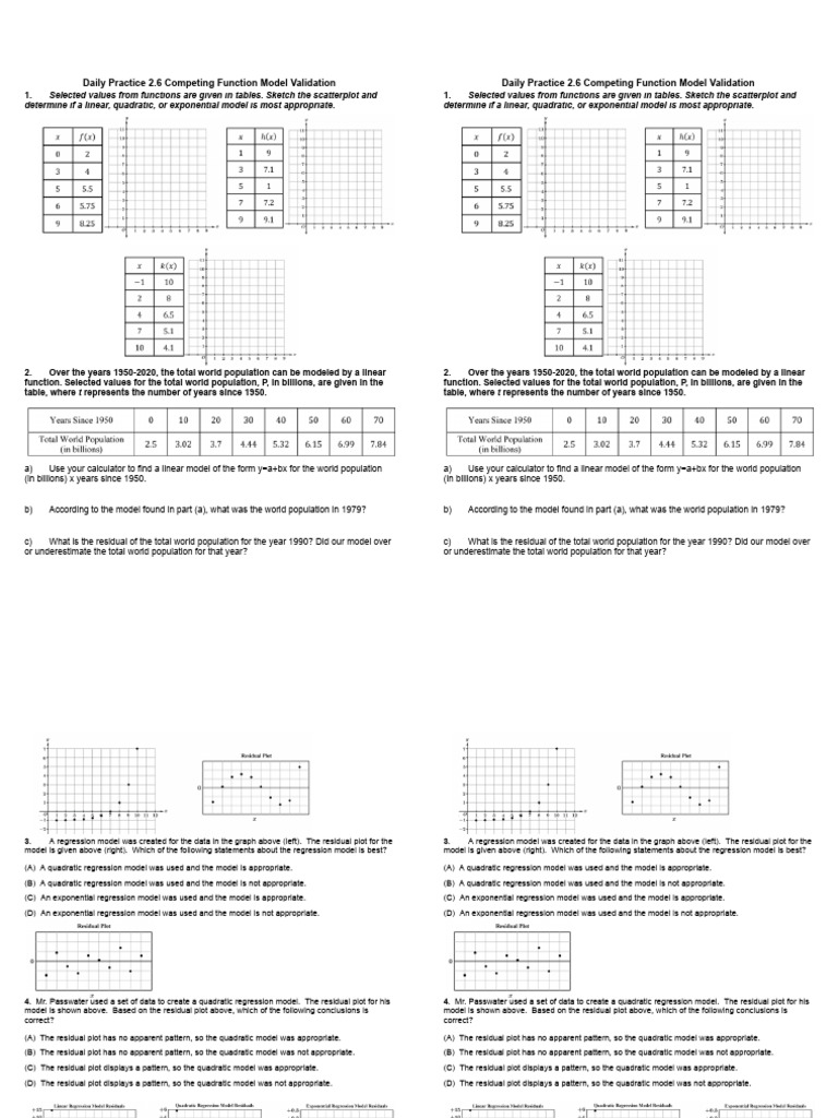 Dp 2 6 Competing Function Model Validation Half Pdf Regression