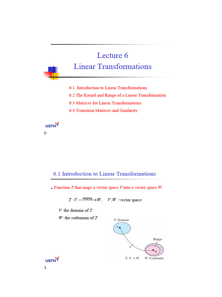 Lecture 6 | PDF | Linear Map | Linear Subspace