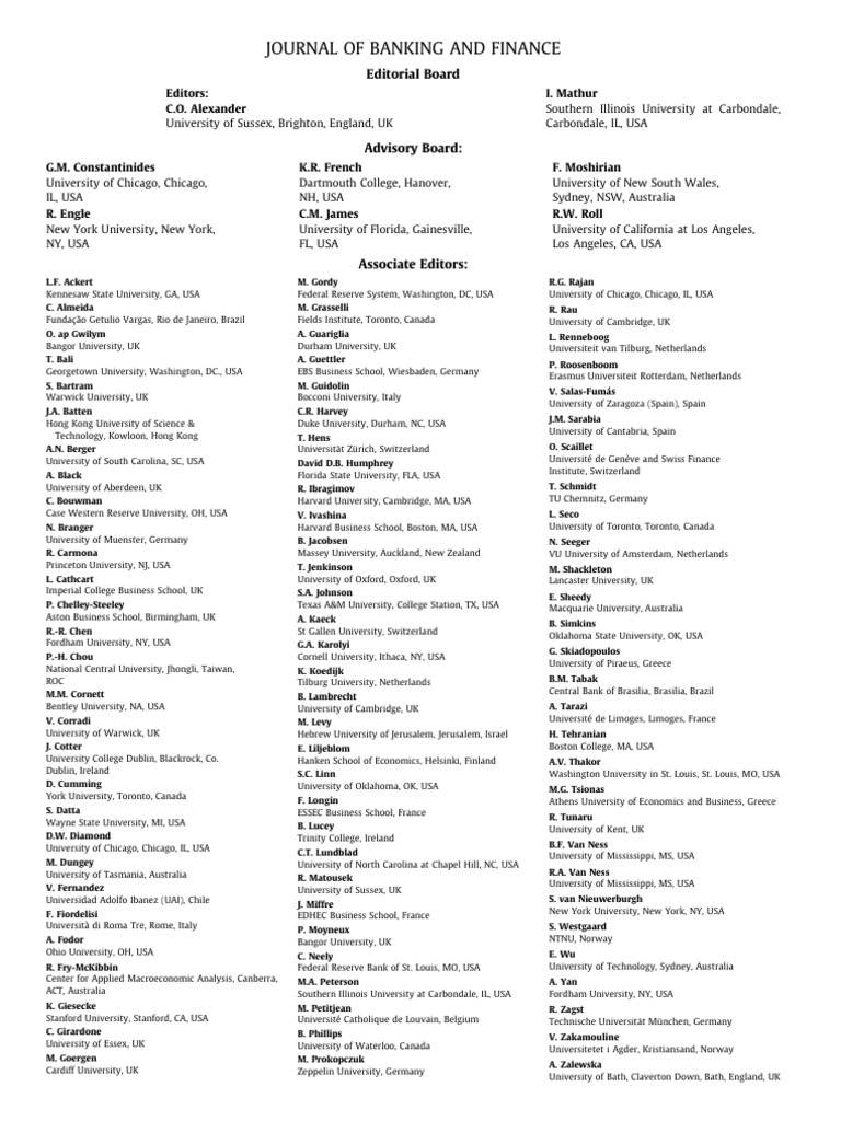 Editorial Board of Banking Journal | PDF