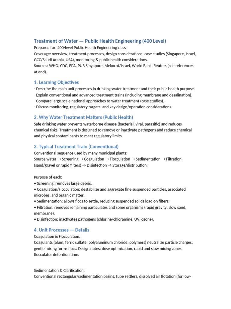 Water Treatment Processes Overview | PDF | Water Purification ...