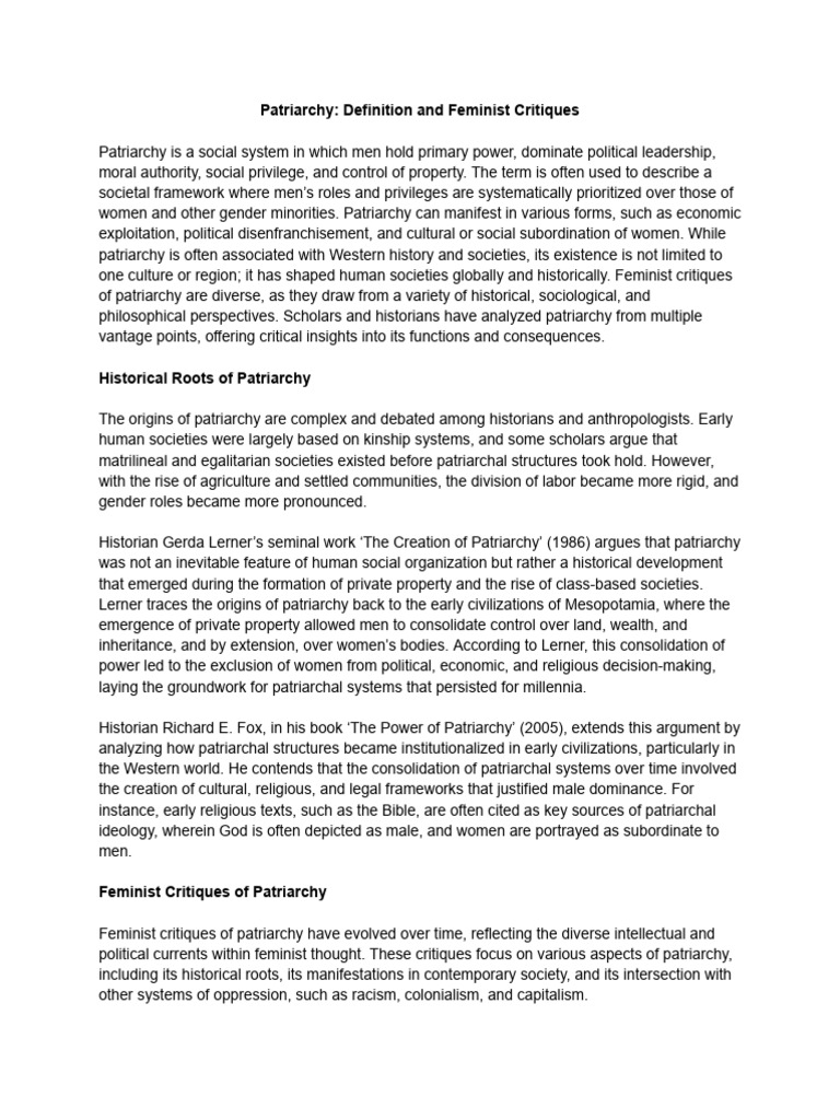 Patriarchy | PDF | Patriarchy | Gender Studies