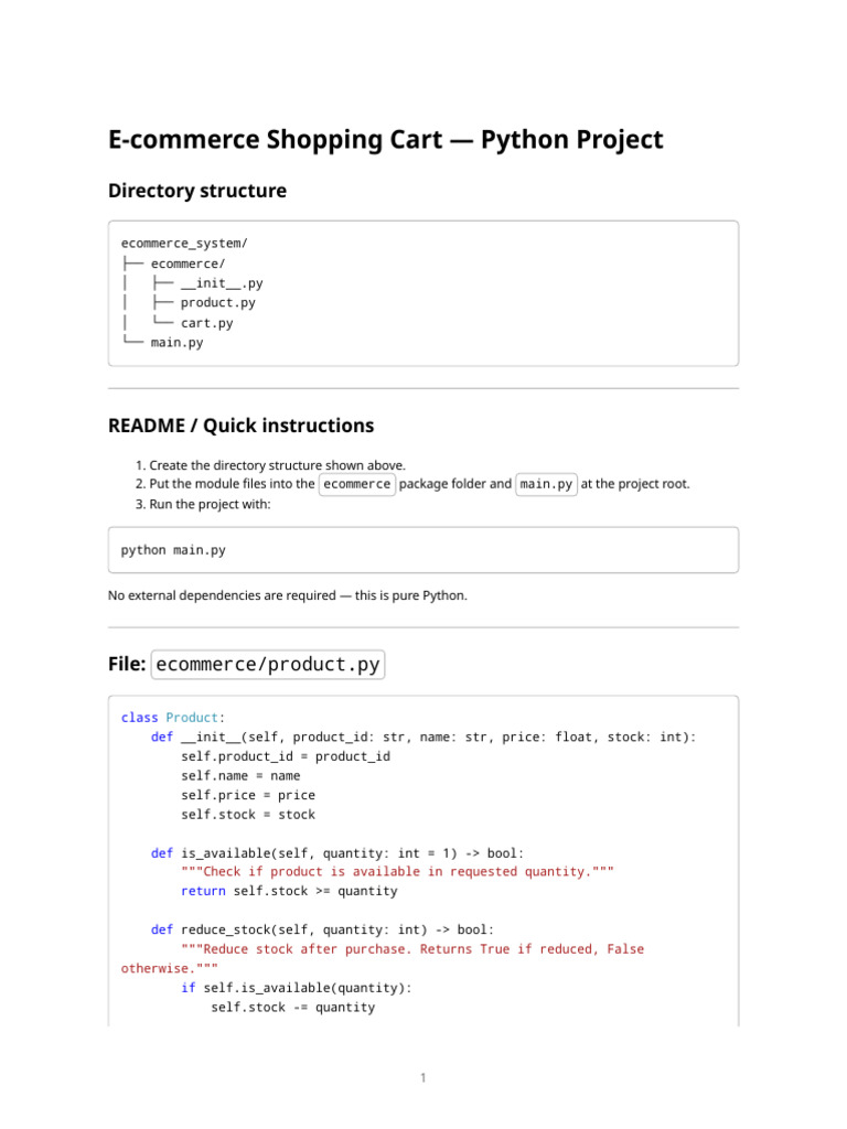 Ecommerce Shopping Cart Project | PDF | Software | Computing