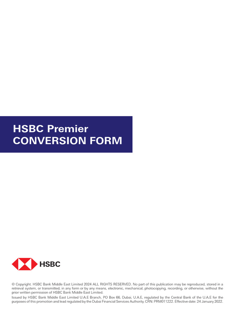 HSBC Premier Conversion Form | PDF | Banks | Credit Card