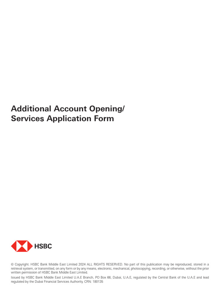 Uae Advance Additional Account Opening Services Form | PDF
