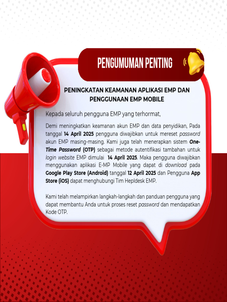 Reset Password dan OTP di Aplikasi EMP | PDF