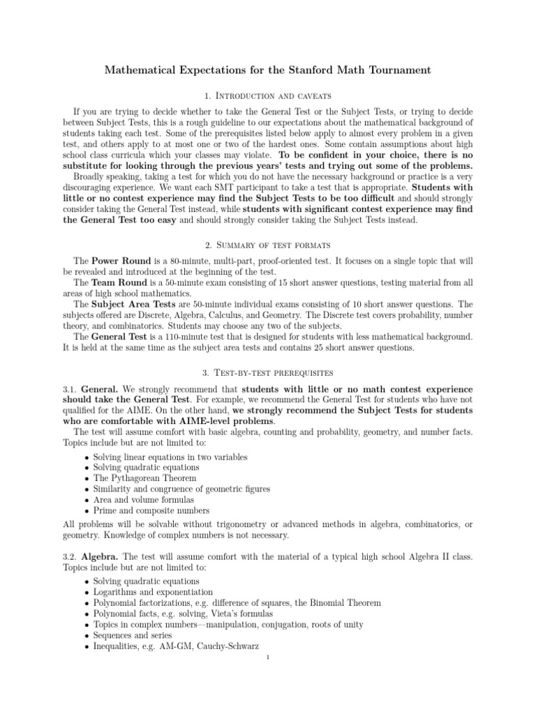 Stanford Math Tournament Test Guidelines | PDF | Geometry | Mathematics