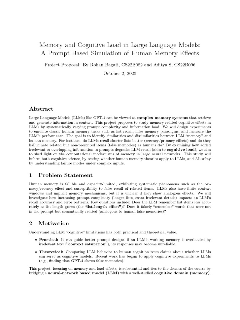 LLM and cognition | PDF | Memory | Recall (Memory)