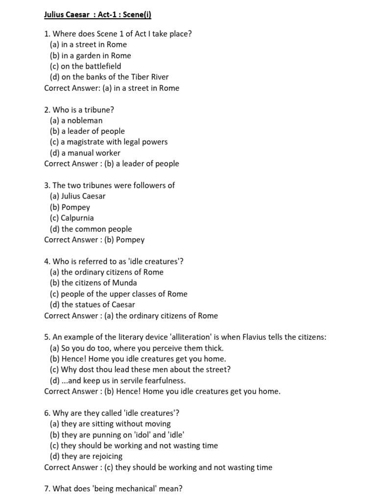 Julius Caesaract 1 Scene 1 | PDF | Julius Caesar | Pompey