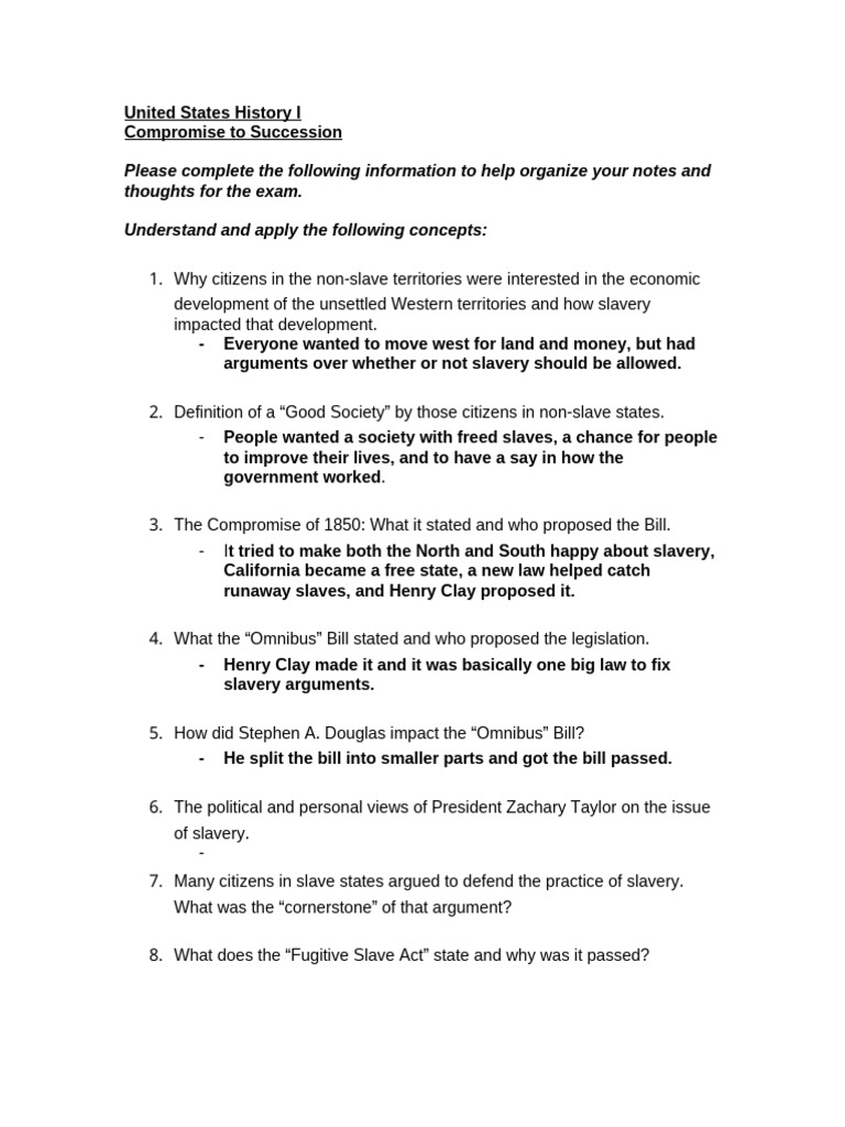 Chapter 6 Test Review | PDF | James Buchanan | Slavery