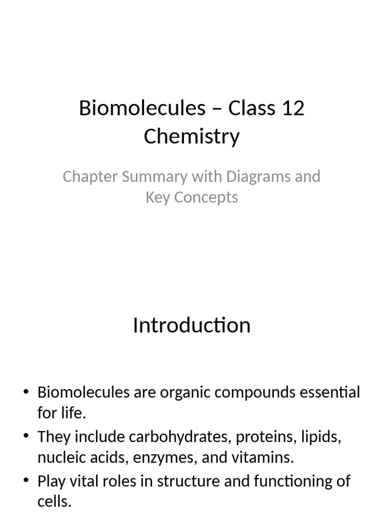 Class 12 Biomolecules Overview | PDF
