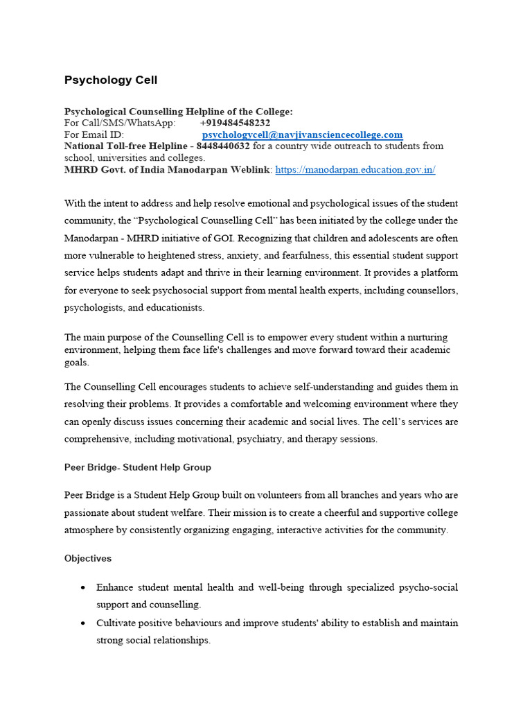 Guidelines_for_Psychology_Cell | PDF | Psychotherapy | Psychology