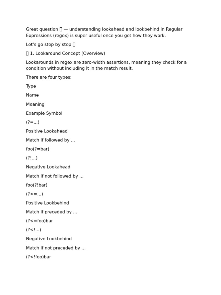 Regex Lookhead Lookbehind | PDF | Metalogic | Syntax