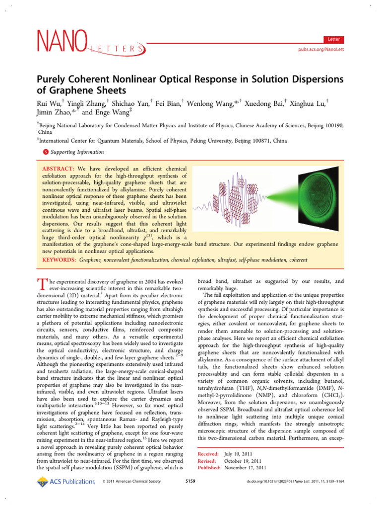 Purely Coherent Nonlinear Optical Response in Solution Dispersions of ...