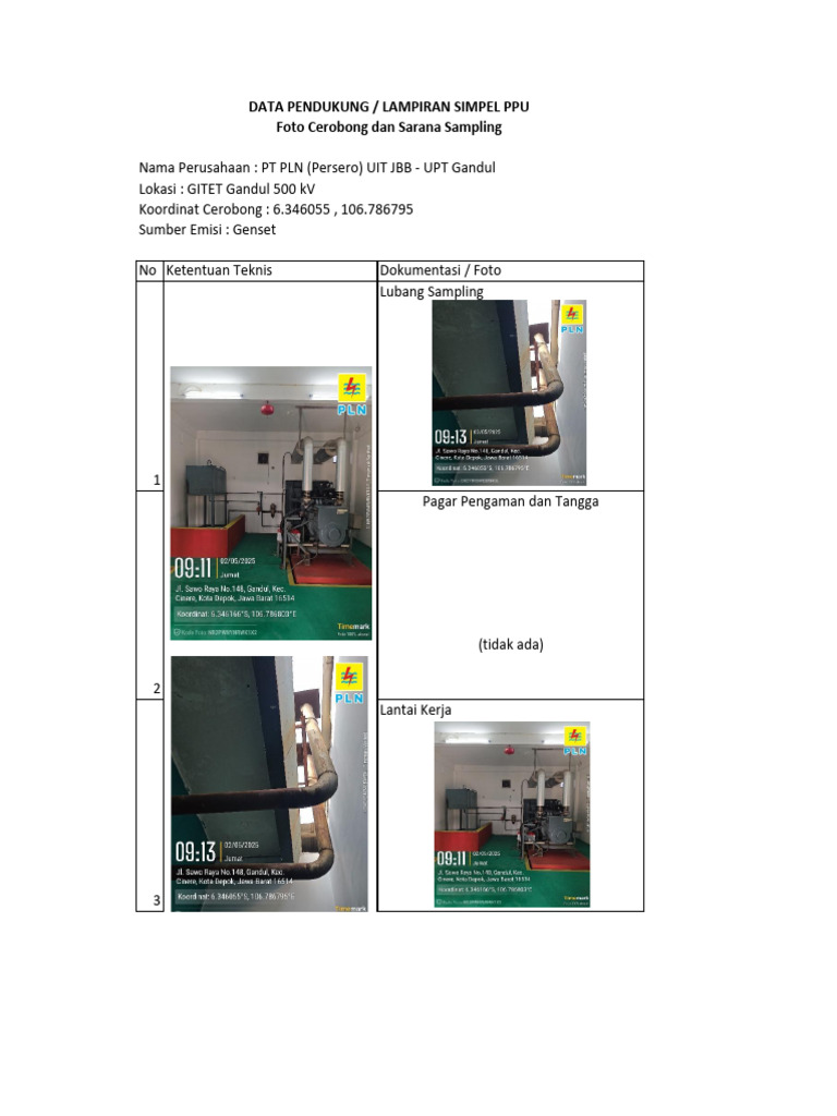 Data Pendukung Genset GITET 500 KV Gandul 2025 UPT Gandul | PDF