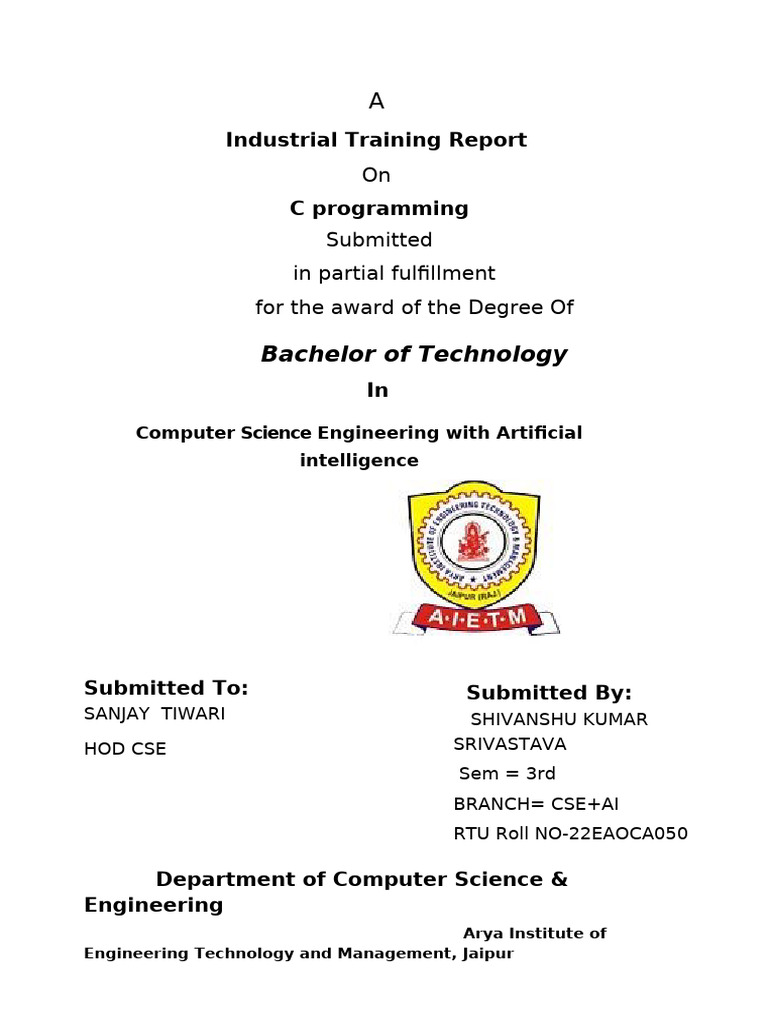 Industrial Training Report -Shivanshu - Copy | PDF | Computer Programming | Unix