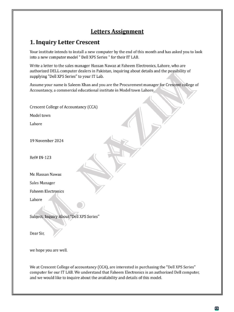 Letters Assignment by Sir Nazim | PDF