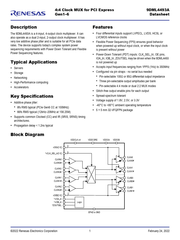 9DML4493A Clock MUX Datasheet | PDF | Information And Communications ...