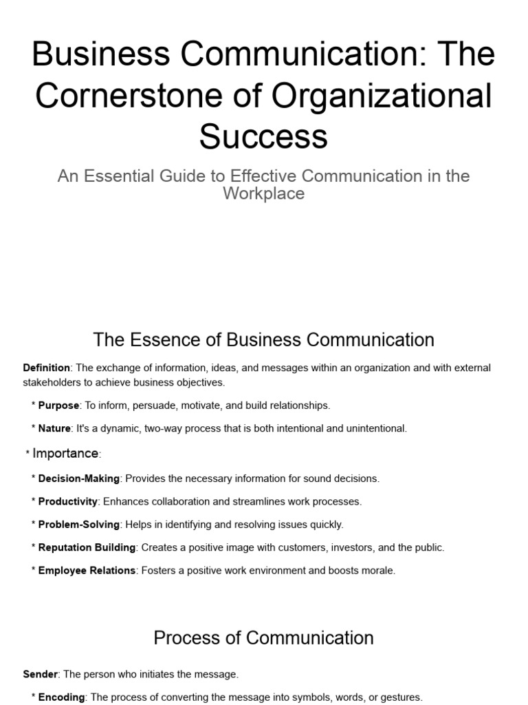 Business Communication - The Cornerstone of Organizational Success ...
