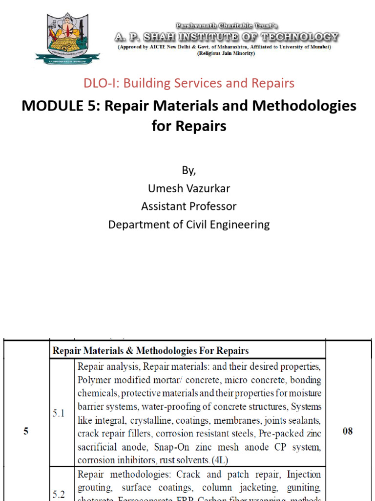 Repair Methods and Materials for Concrete | PDF | Corrosion | Anode