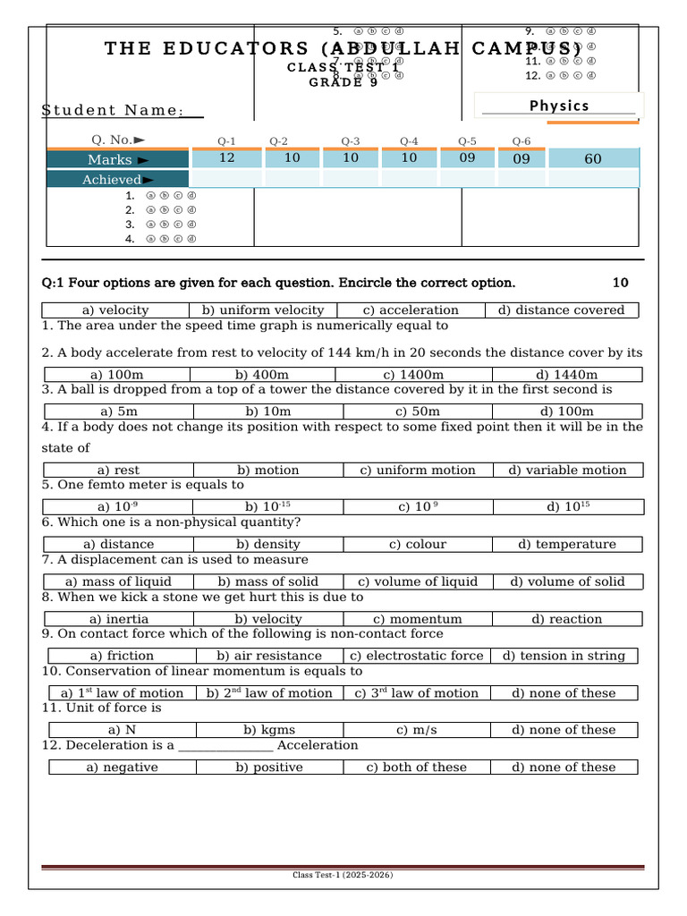 Physics 9 | PDF | Force | Acceleration