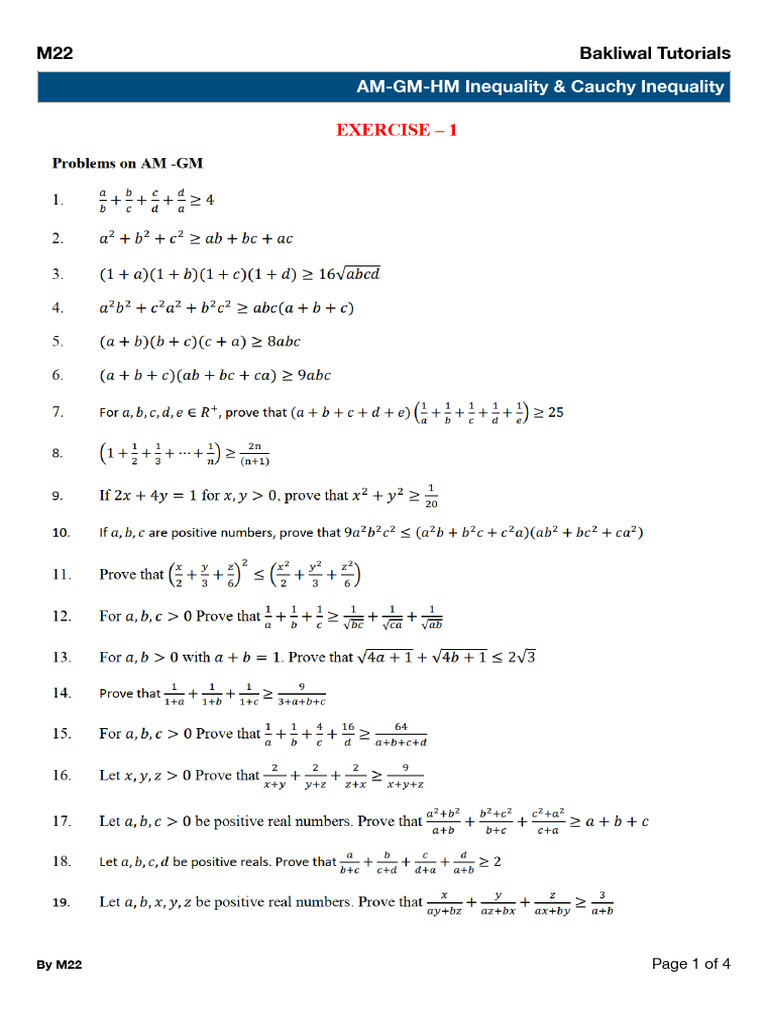 AM-GM-HM Inequality & Cauchy Inequality | PDF