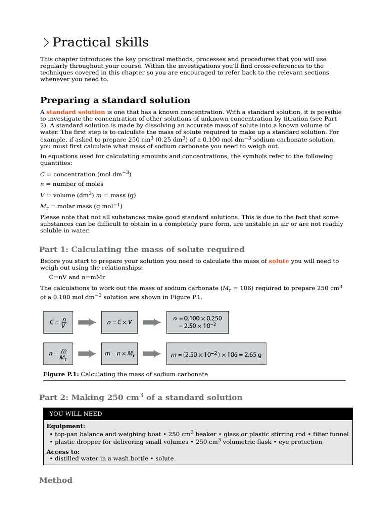 Preparing Standard Solutions and Titrations | PDF | Titration | Chemistry