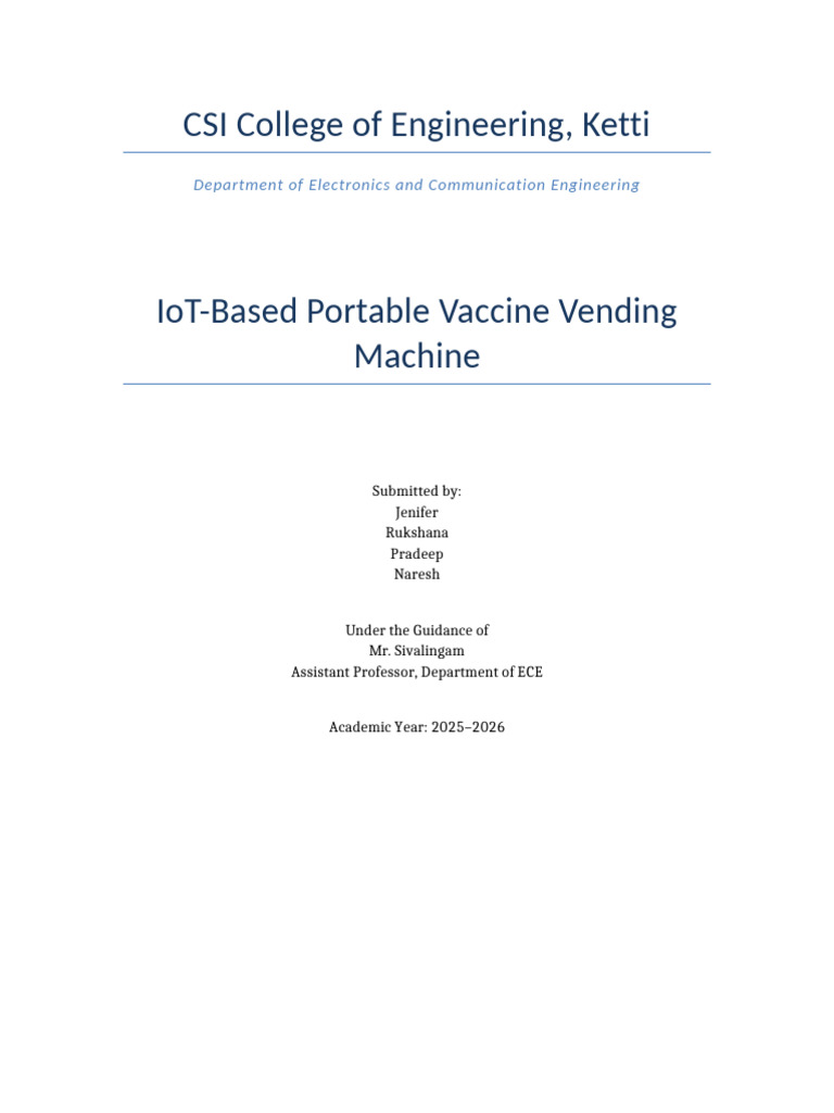IoT Vaccine Vending Machine Report Jenifer | PDF | Internet Of Things ...