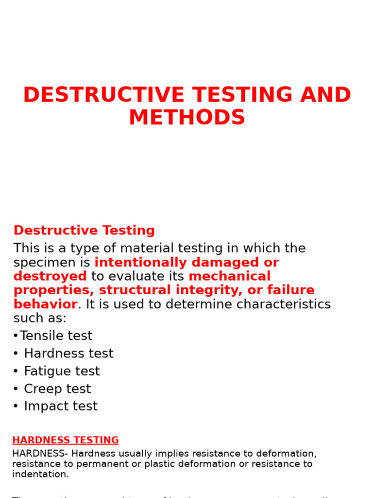 Destructive Testing Pdf Hardness Deformation Engineering