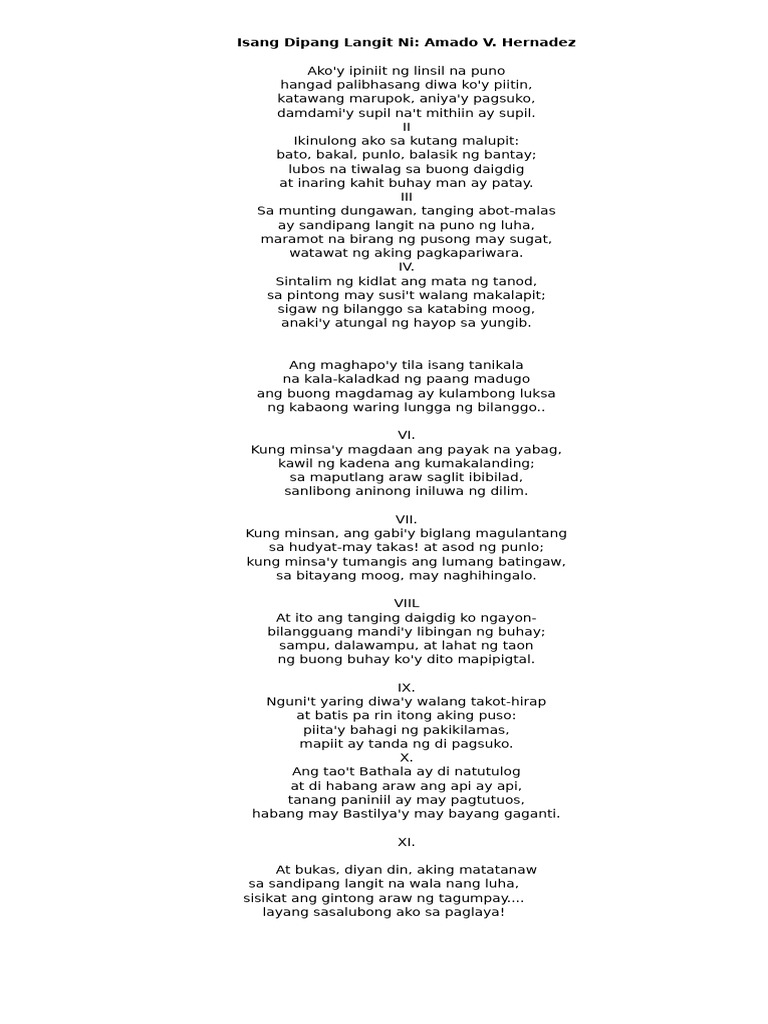 Isang Dipang Langit (AVH) | PDF