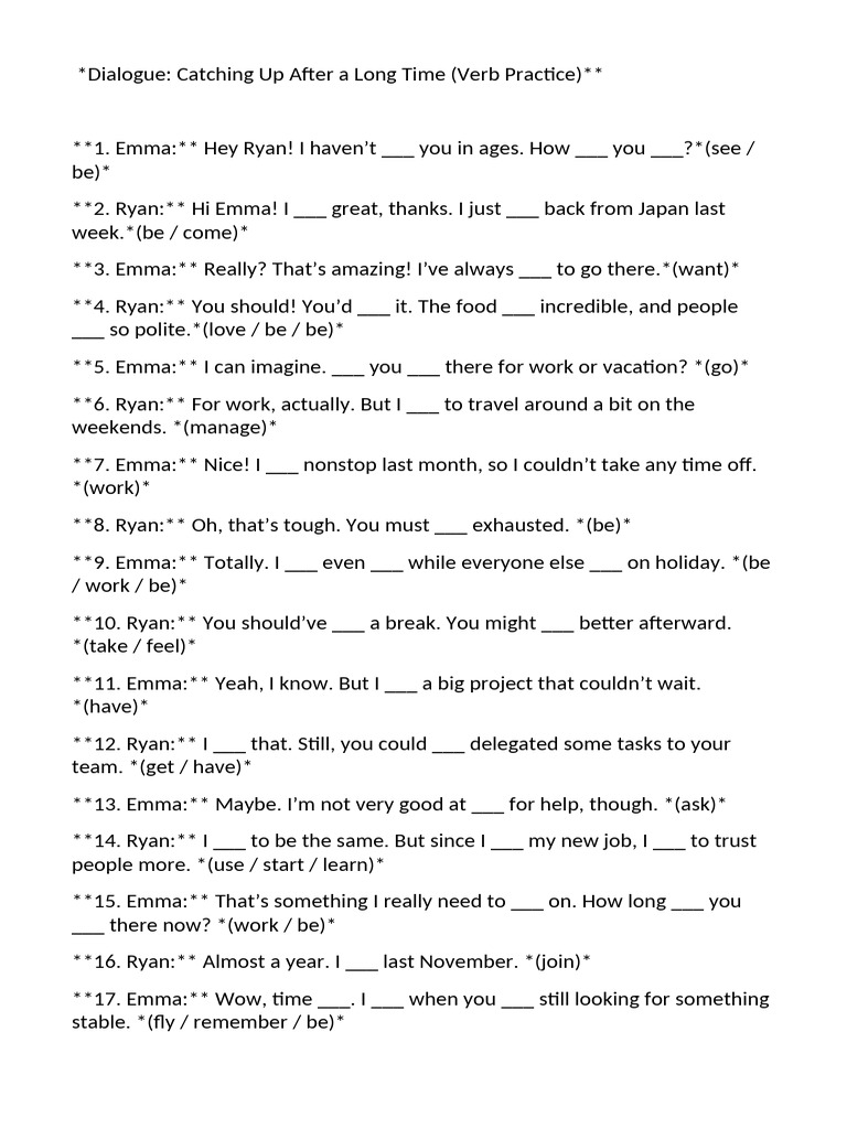 Dialogue (Fill The Gaps) | PDF