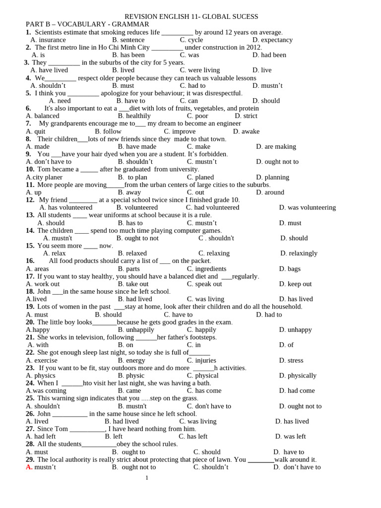 English 11 Vocabulary and Grammar Exercises | PDF | Greenhouse Effect