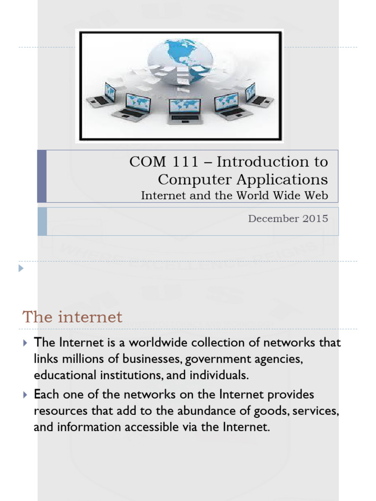 COM111 Lecture#5-Internet and WWW | PDF | World Wide Web | Internet & Web