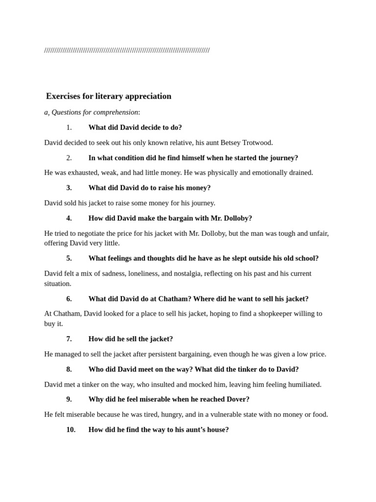 Exercises For Literary Appreciation | PDF | David Copperfield | Charles ...