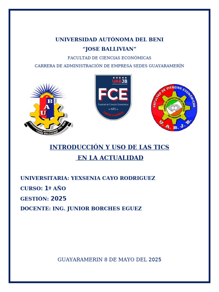 Caratula Introduccion Ala Tics en La Actualidad | PDF