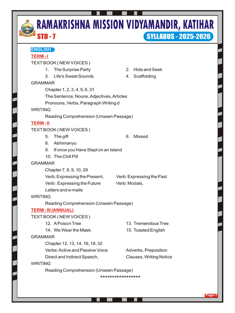 STD 7 | PDF | Verb | English Language