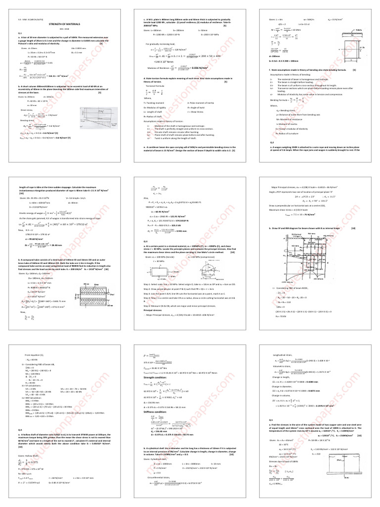 Strength of Materials Calculations | PDF | Bending | Beam (Structure)