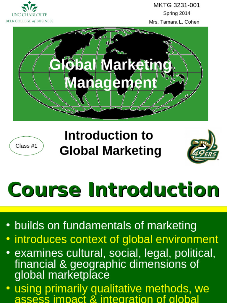 3231 Class 1 Spring 2014-Intro To Global Marketing | PDF | Marketing ...
