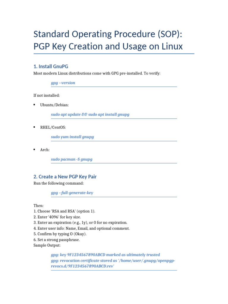 Linux PGP Key Creation SOP | PDF | Public Key Cryptography | Key ...