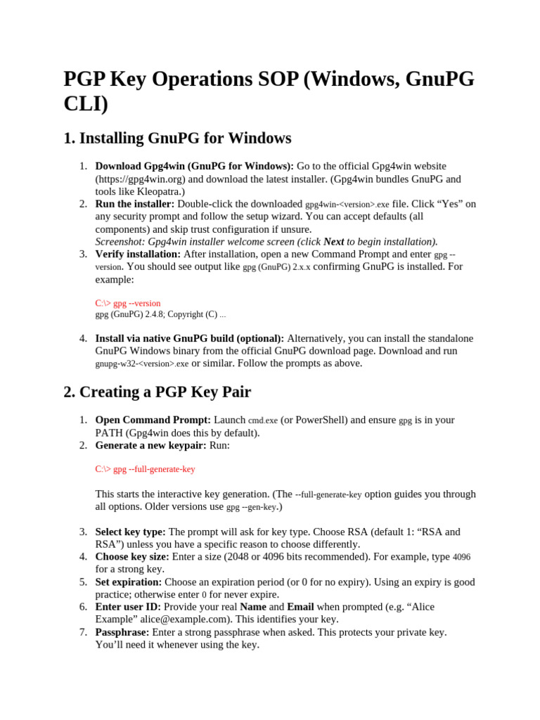 PGP Key Operations SOP | PDF | Command Line Interface | Public Key ...