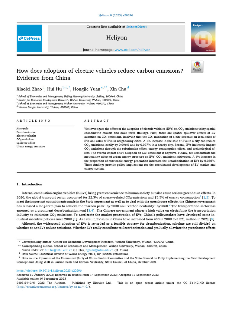 How does adoption of electric vehicles reduce carbon emissions ...