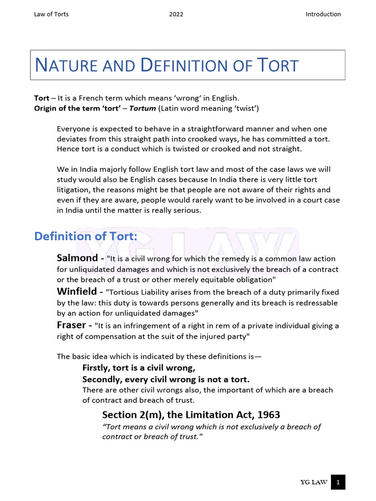 Unit 5 - Law of Torts and Consumer Protection | PDF | Tort | Common Law