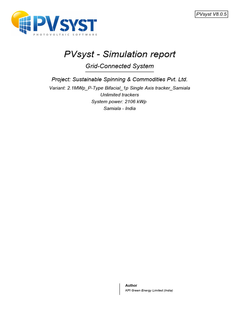 6.sustainable-2.1 MWP Project PVsyst Report | PDF | Photovoltaic System ...