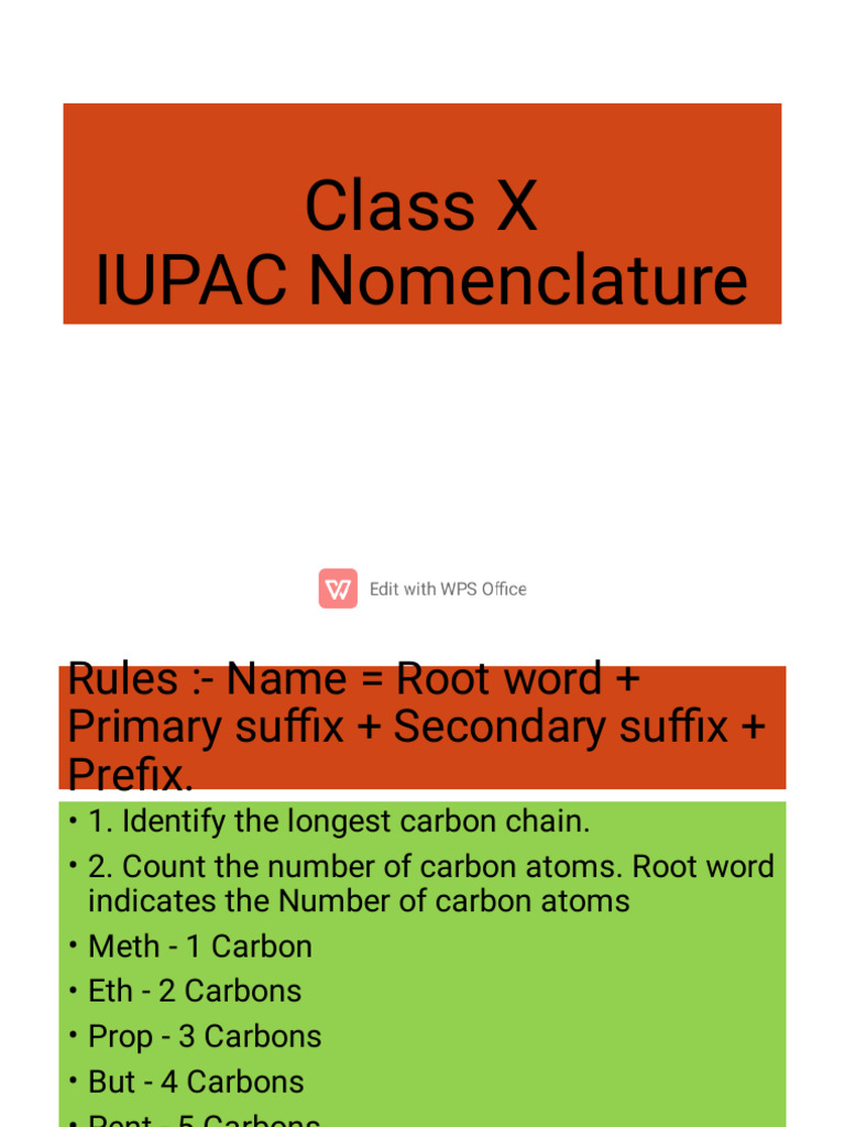 Class 10. IUPAC Nomenclature | PDF