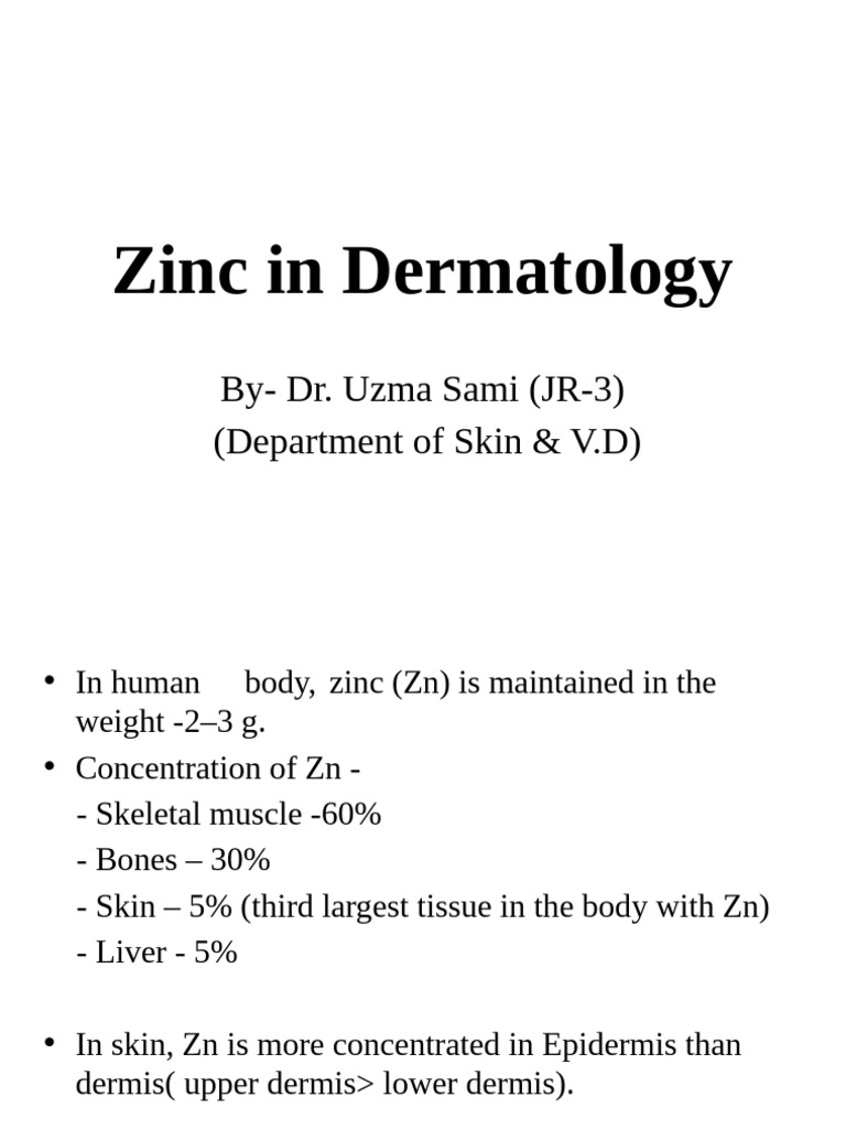 Zinc in Dermatology | PDF | Zinc | Cell (Biology)