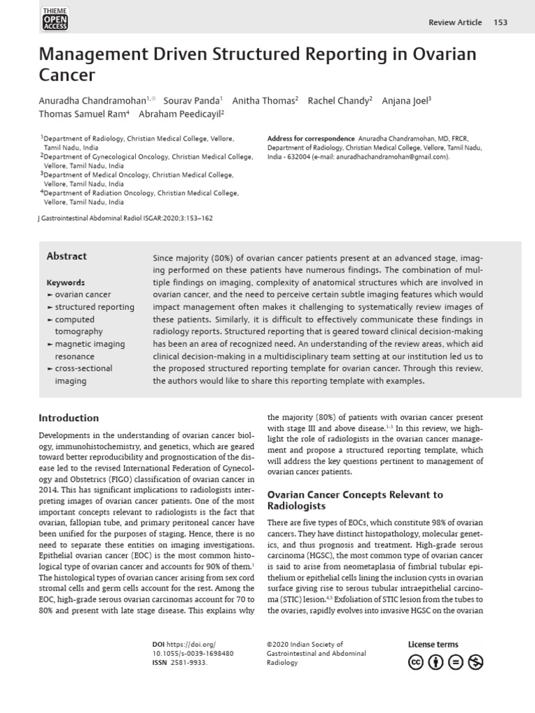 Structured Reporting in Ovarian Cancer | PDF | Ovarian Cancer | Peritoneum