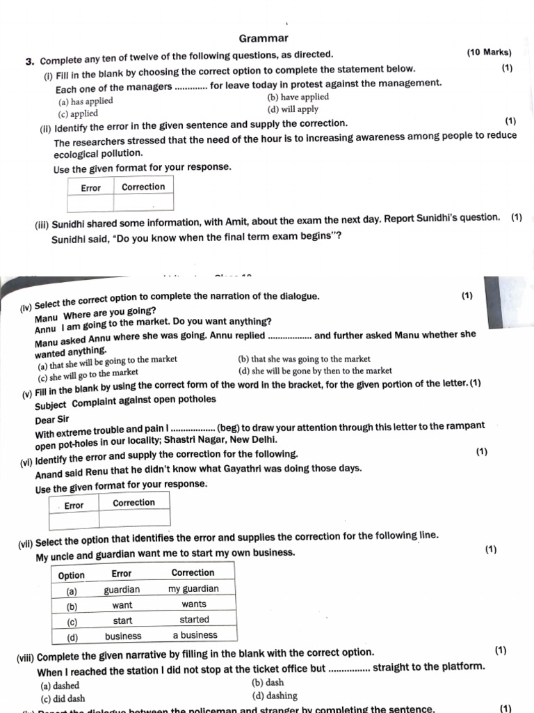 Grammar Exercises and Error Correction | PDF