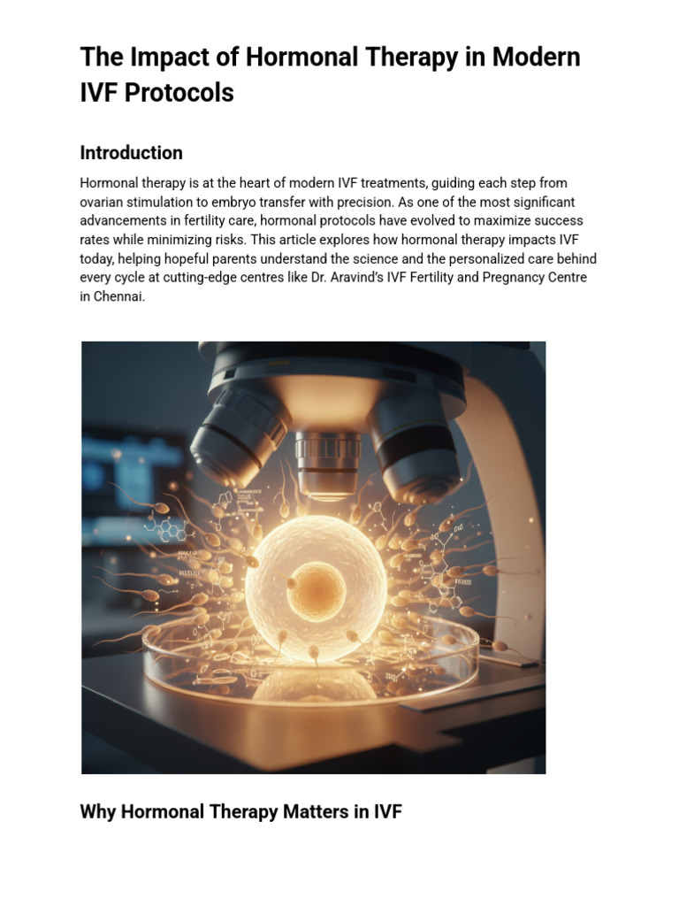 The Impact of Hormonal Therapy in Modern IVF Protocols | PDF | In Vitro ...